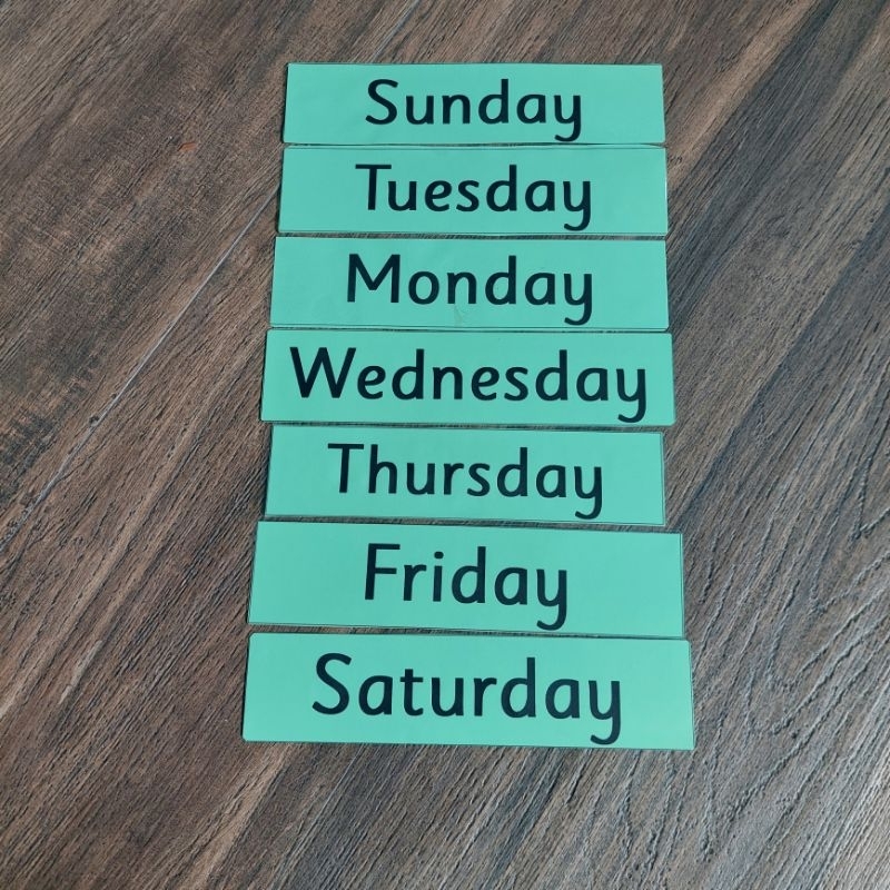 Jual FLASH CARD KARTU PINTAR NAMA HARI BAHASA INGGRIS MONDAY TUESDAY ...