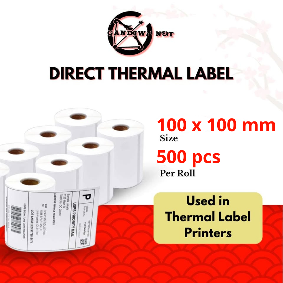 Jual Kertas Sticker Label Thermal Resi 100x100 mm | Isi 500 Lembar per ...