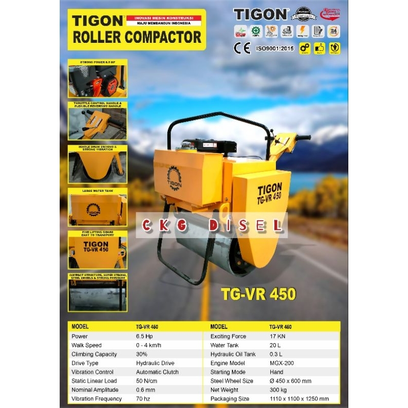 Jual Roller Compactor TIGON TG-VR 450 + Mesin Bensin 7 HP | Shopee ...