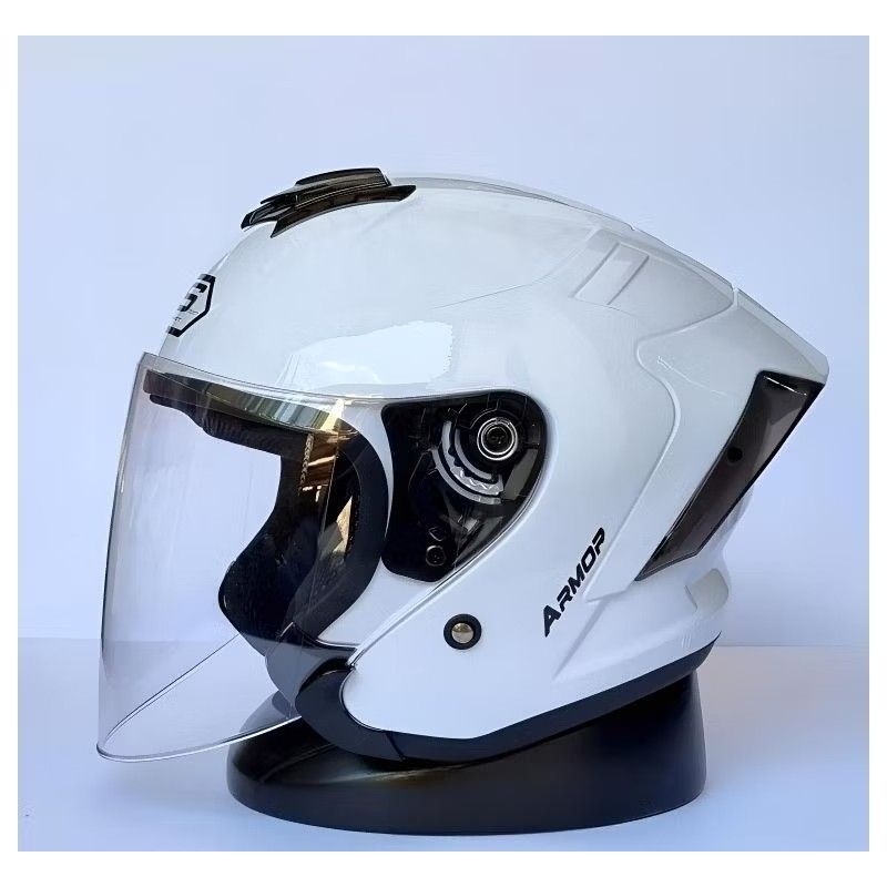 Jual Helm JS Armor solid sni warna white glossy helm pria wanita helm ...