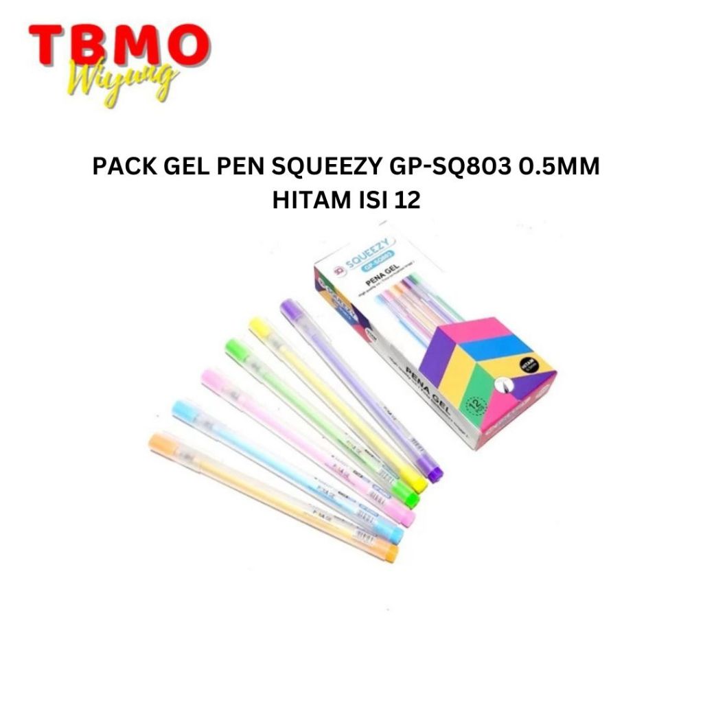 Jual TBMO PACK GEL PEN SQUEEZY GP-SQ803 0.5MM HITAM ISI 12 | Shopee ...