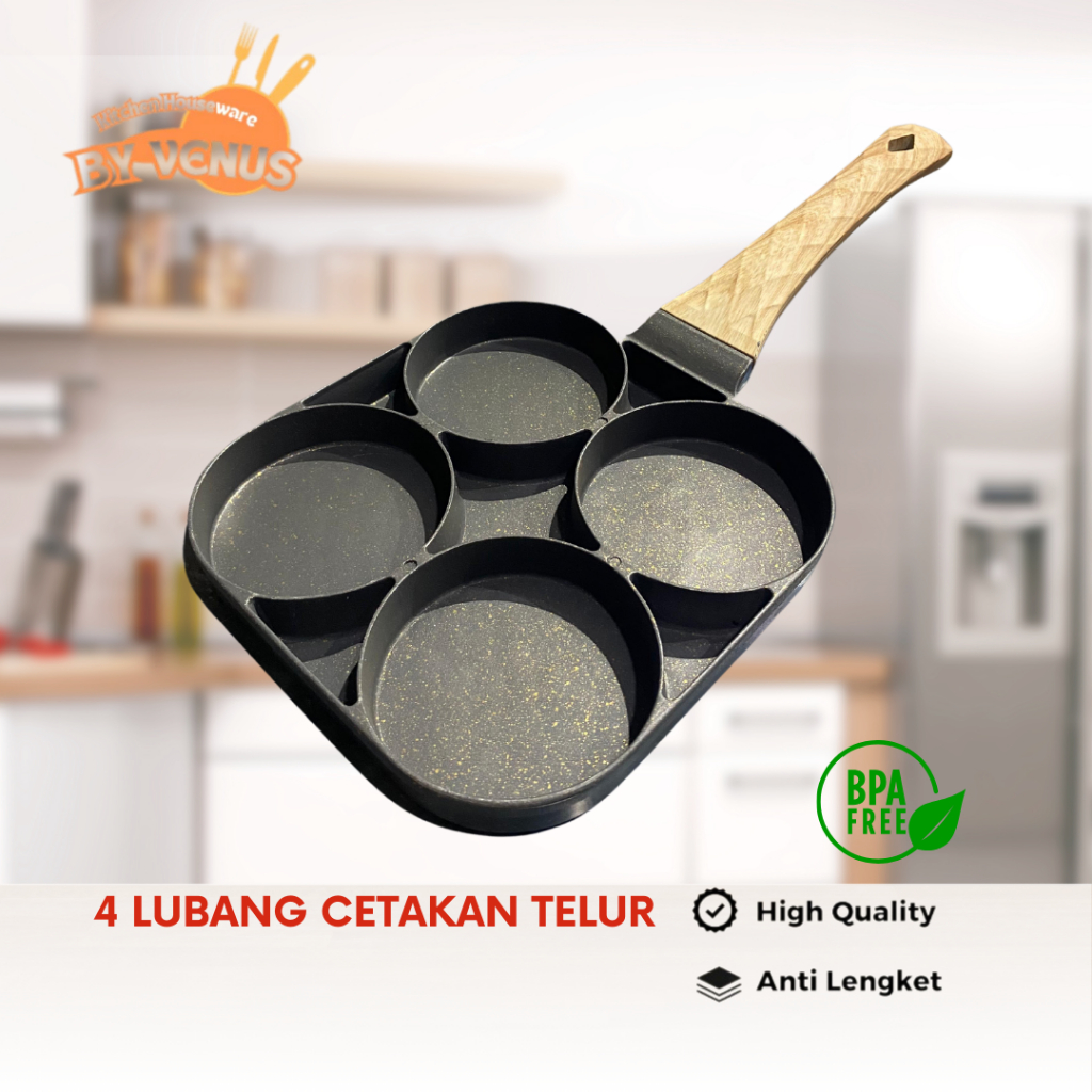 Jual VENUS Cetakan Telur Kue Pancake 4 Lubang Wajan Teflon Telur Anti ...