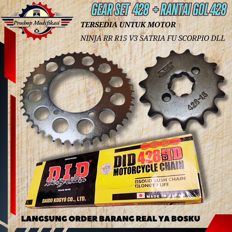 Jual GIR GEAR SET GEARSET SSS 415 428 CB150 CBR 150 R SONIC VIXION SATRIA FU 150 VERZA R15 RXK ...
