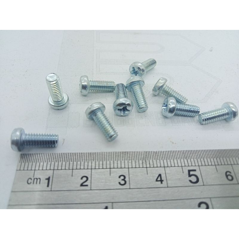 Jual 10 Pcs Baut JP M4x10 / Baut Obeng Plus Kepala Bulat 4mm Panjang 1cm | Shopee Indonesia