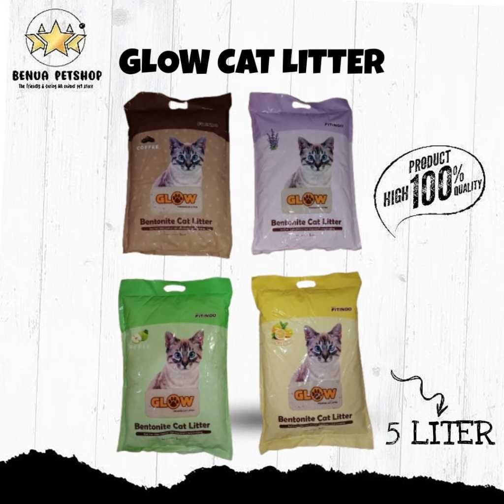 Jual GLOW BENTONITE PREMIUM CAT LITTER ALL VARIAN 5 LITER | Shopee ...
