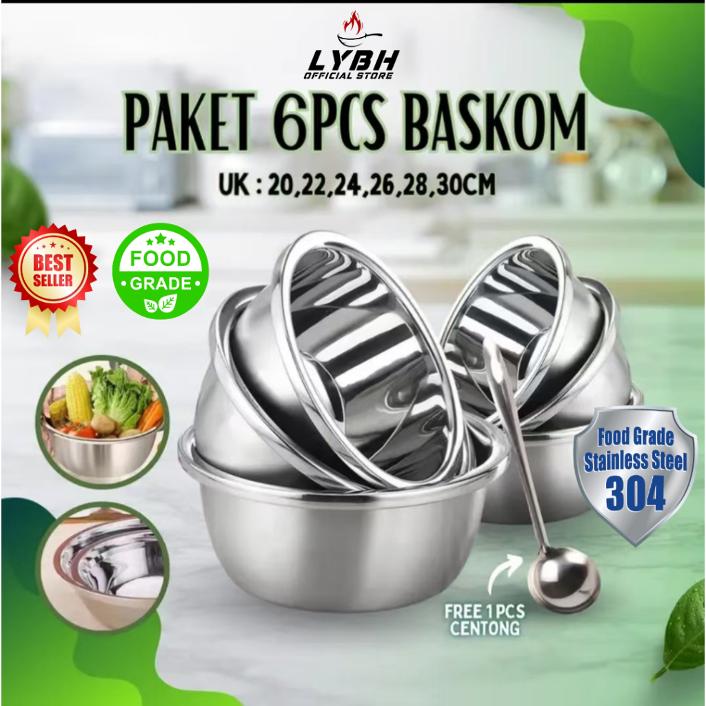 Jual （baskom）CODBumbu Set Baskom Stainless steel/Mangkuk Stainless Steel 304 Tebal, Mangkuk Sup ...