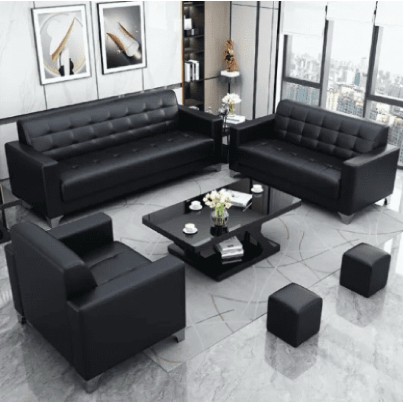 Jual Sofa Kulit 321 Modern Full hitam Sofa Minimalis Kursi Ruang Tamu ...