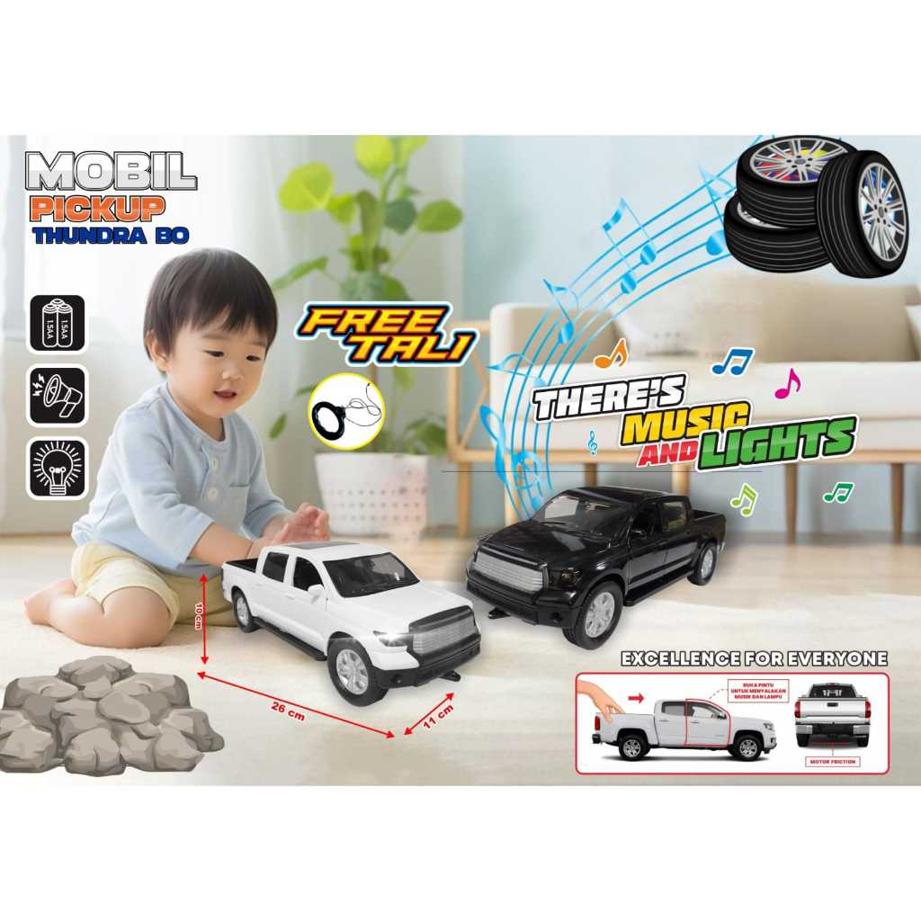 Jual VIRAL Mainan Mobil PICK UP TUNDRA Free Tali Nyala Musik Telolet ...