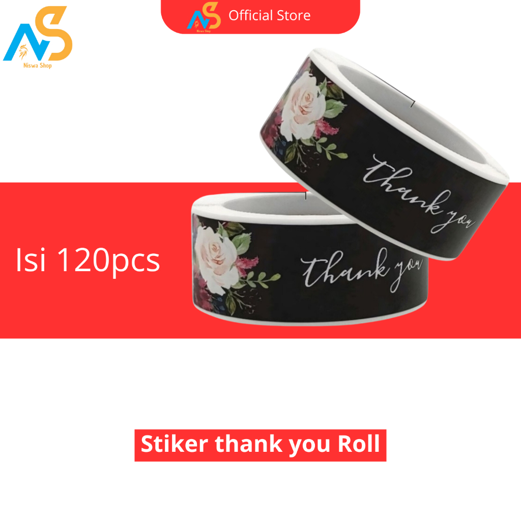 Jual Stiker Thank You Panjang Isi 120 pcs - Stiker label Kemasan ...
