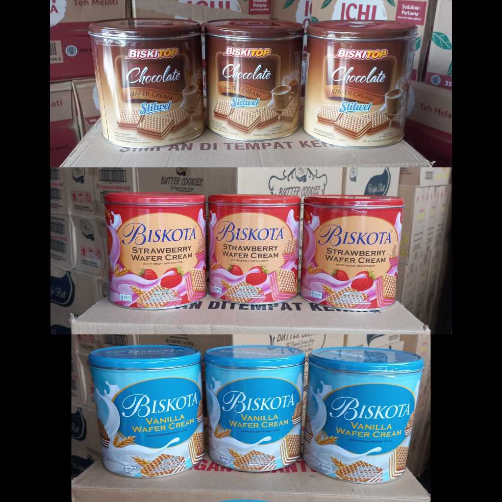 Jual Biskota wafer cream 300 gram 1 dus isi 6 kaleng | Shopee Indonesia