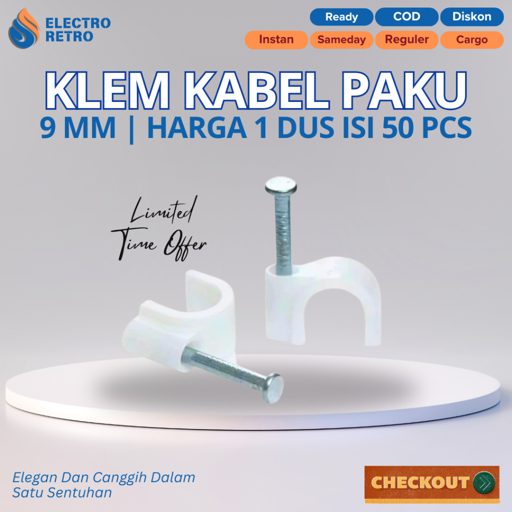 Jual KLEM KABEL PAKU BETON ASLI 9 MM 50 PCS PAKU KLEM 9 MM 50 PCS PUTIH ...