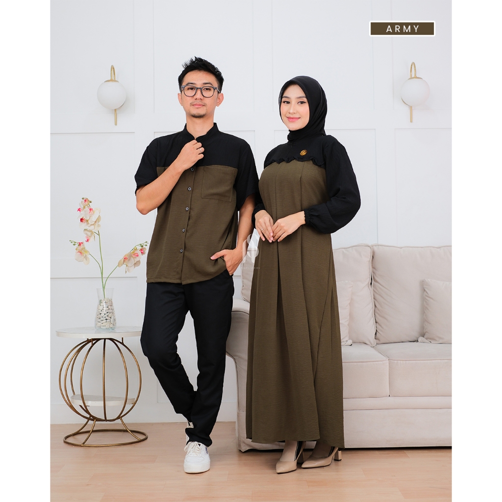 Jual SARIMBIT SET Gamis dan Kemeja Baju Couple Pasangan Lebaran NABIL ...