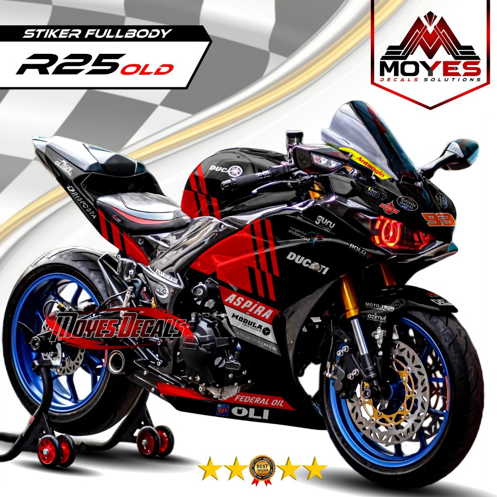 Jual Decal R25 Full Body -Stiker Yamaha R25 Old - Striping R25 Decal ...