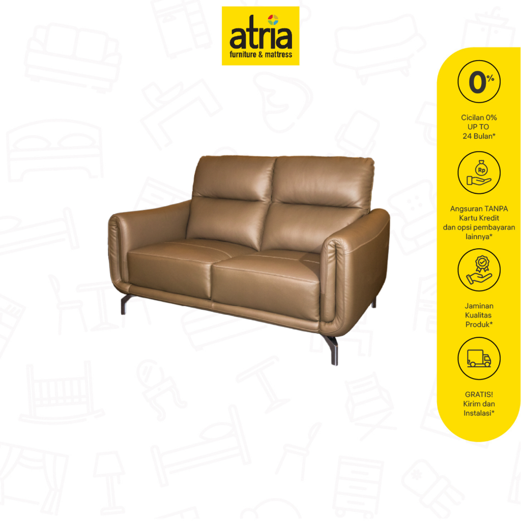 Jual Atria Brian Sofa 2 Seater Half Leather Grey | Shopee Indonesia