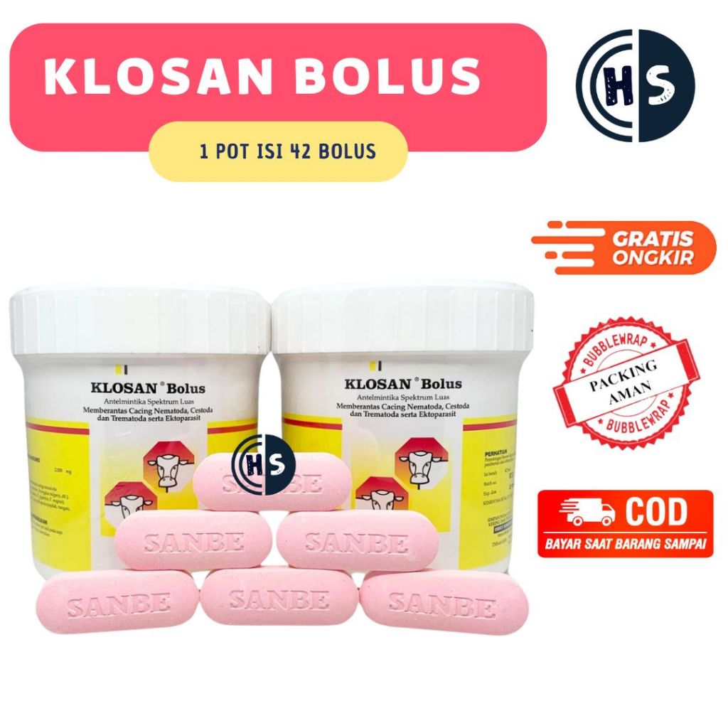 Jual KLOSAN BOLUS POT (ISI 42 Bolus) - SANBE Obat Cacing Spektrum Luas ...