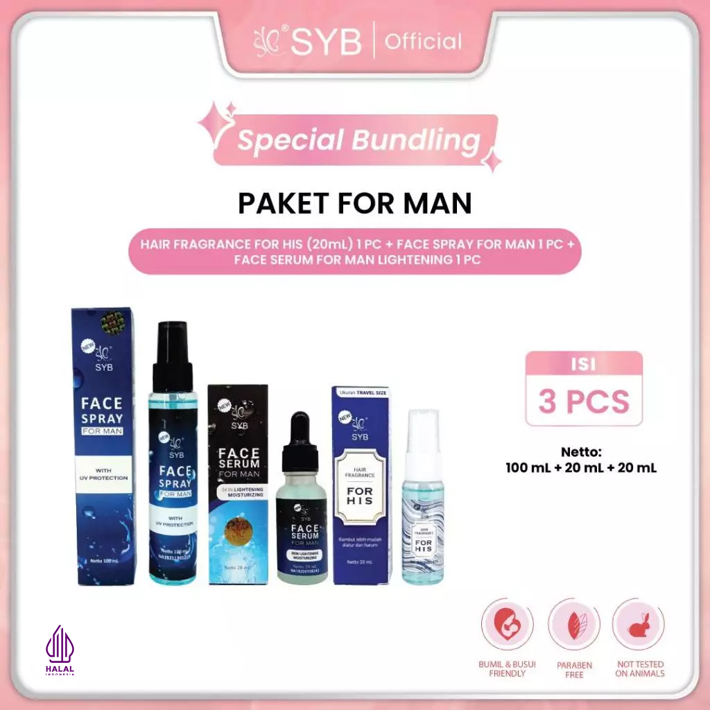 Jual SYB PAKET SKINCARE PRIA (FACE SPRAY, FACE SERUM & HAIR FRAGRANCE ...
