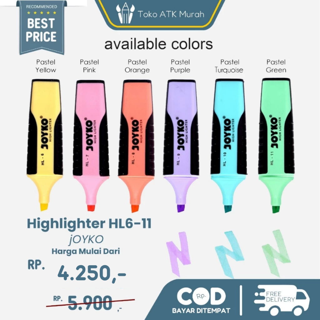 Jual Highlighter Joyko HL6-11 Penanda Berwarna | Shopee Indonesia