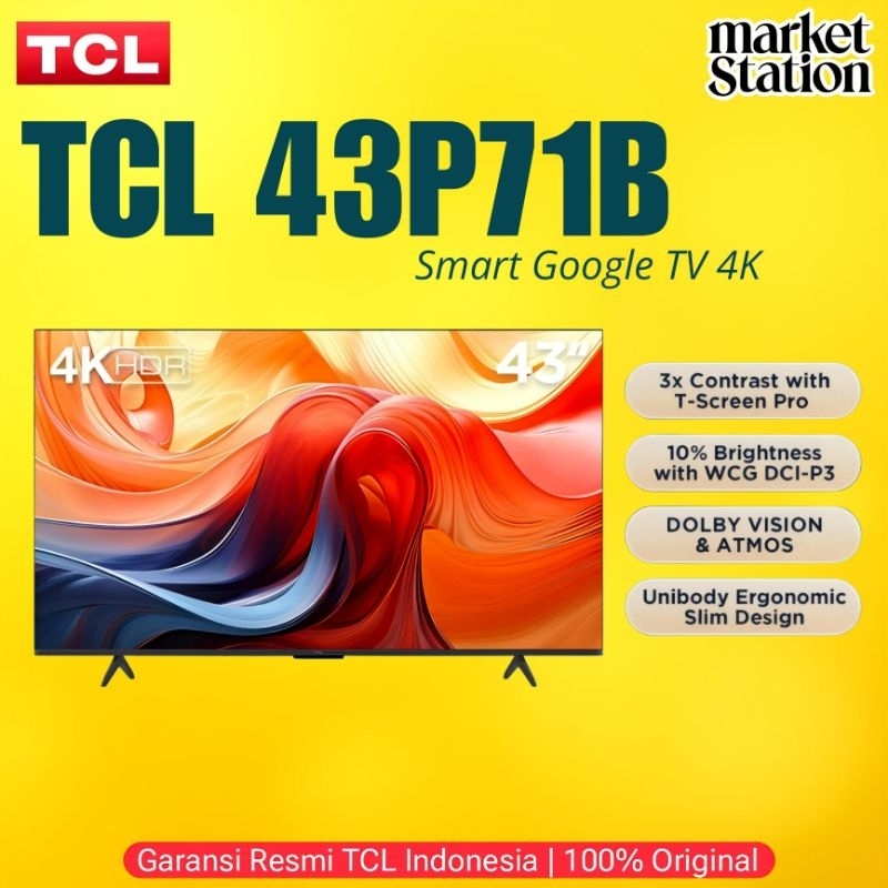 Jual Smart Google TV TCL 43P71B 43" Inch 4K Android 12 New Garansi ...
