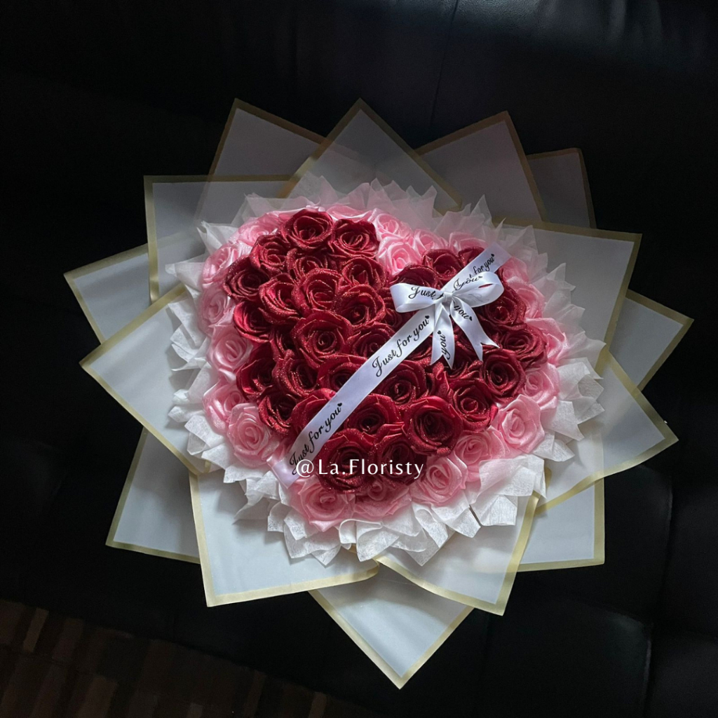 Jual 50 tangkai | BUKET BUNGA SATIN PITA PREMIUM | ROSE BOUQUET ...