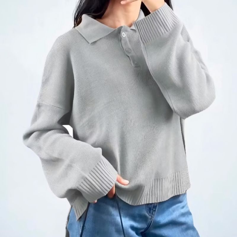 Jual ENZY Sweater Knit Rajut Kerah Polo Kancing Depan Seweater Rajut Wanita Style Korean ...