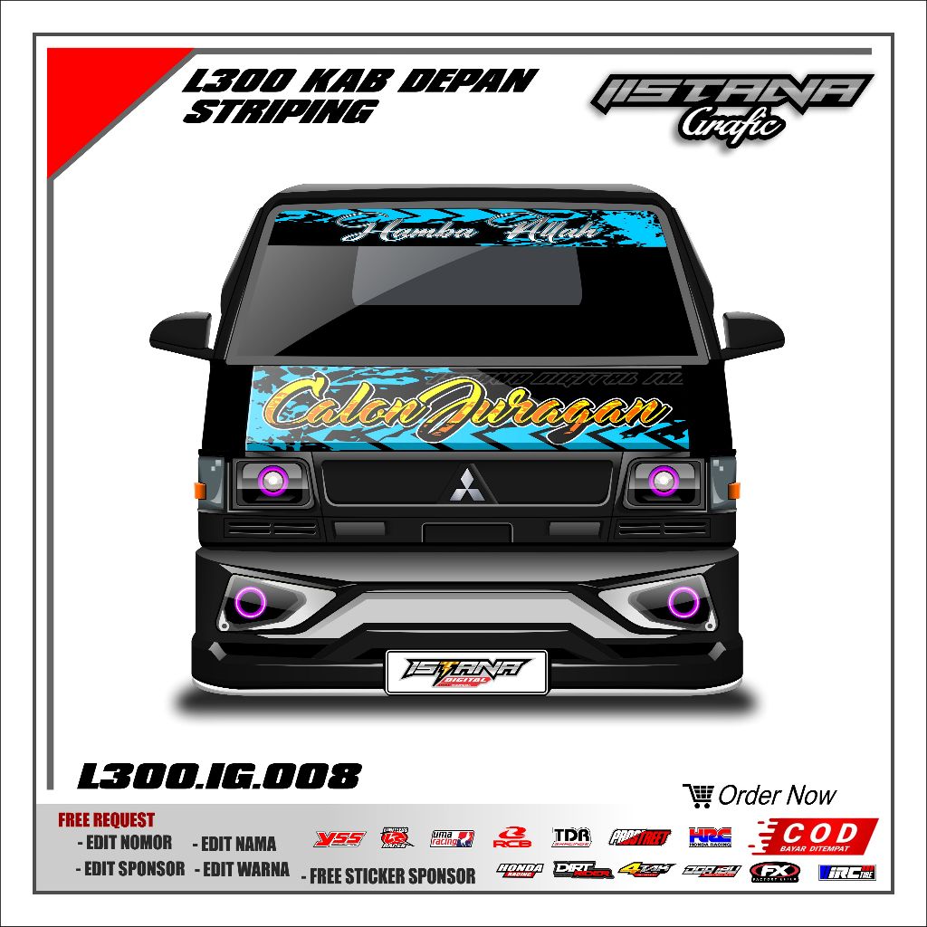 Jual Stiker Decal KABIN DEPAN L300 - Sticker Variasi KAB DEPAN Pick up ...