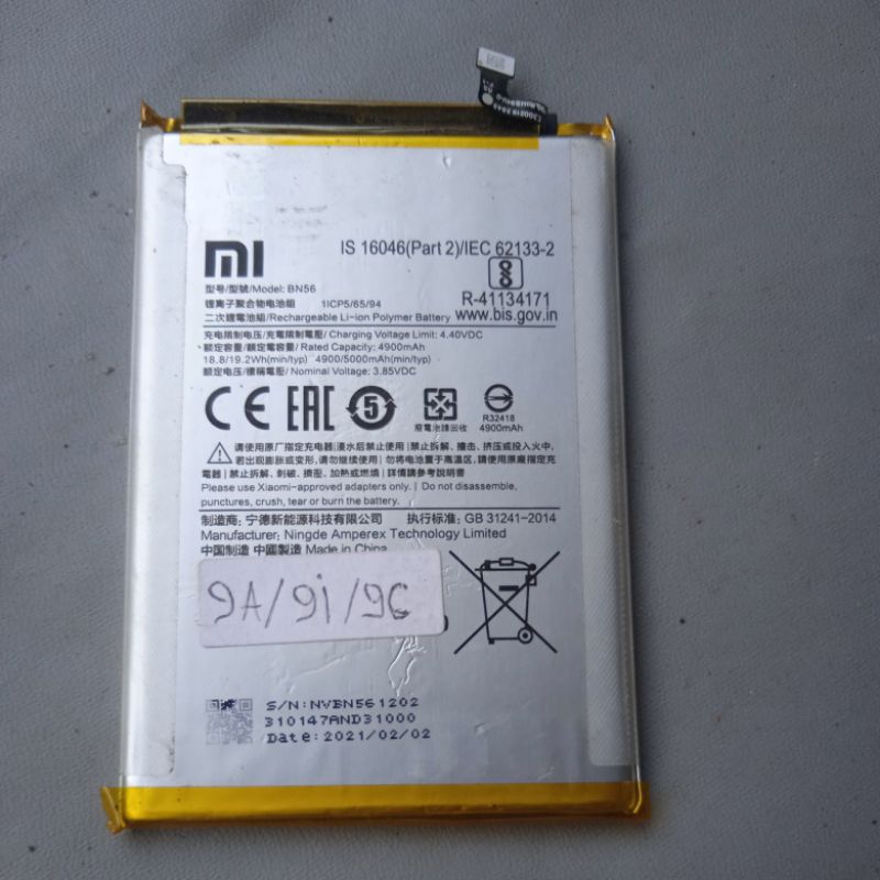 Jual BATERAI Baterai REDMI 9C-9A-9i.(BN-56) original copotan hp ...