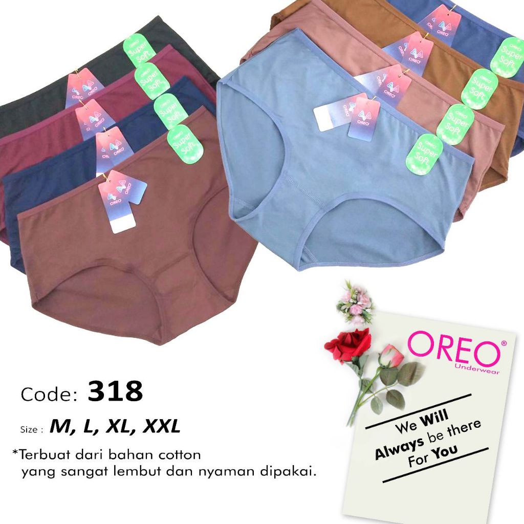 Jual OREO [3Pcs] BF-318 CELANA DALAM WANITA KATUN SPANDEK KARET KECIL ...