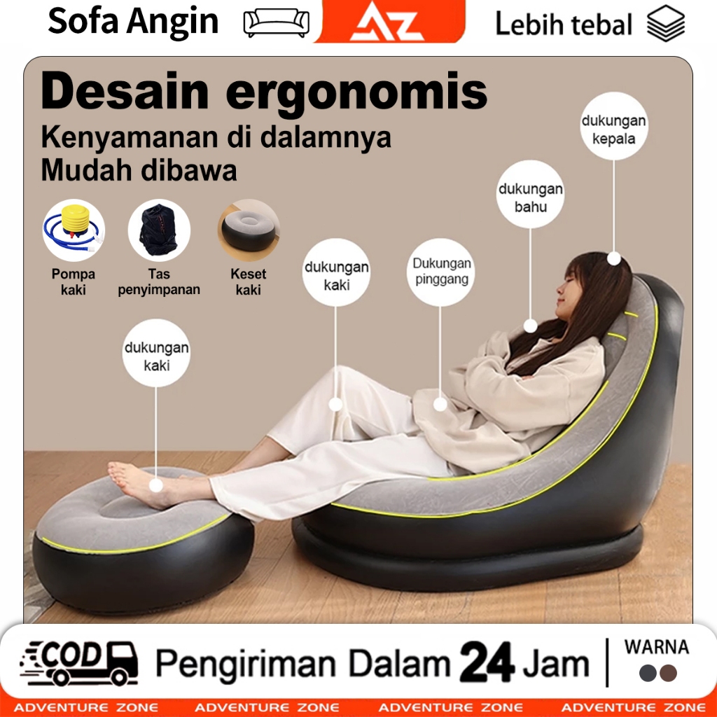 Jual Sofa Santai Angin FREE POMPA Kursi Santai Dengan Sandaran Kaki ...