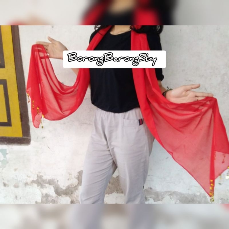 Jual SAMPUR RONCE SELENDANG MERAH TARI REMO | Shopee Indonesia