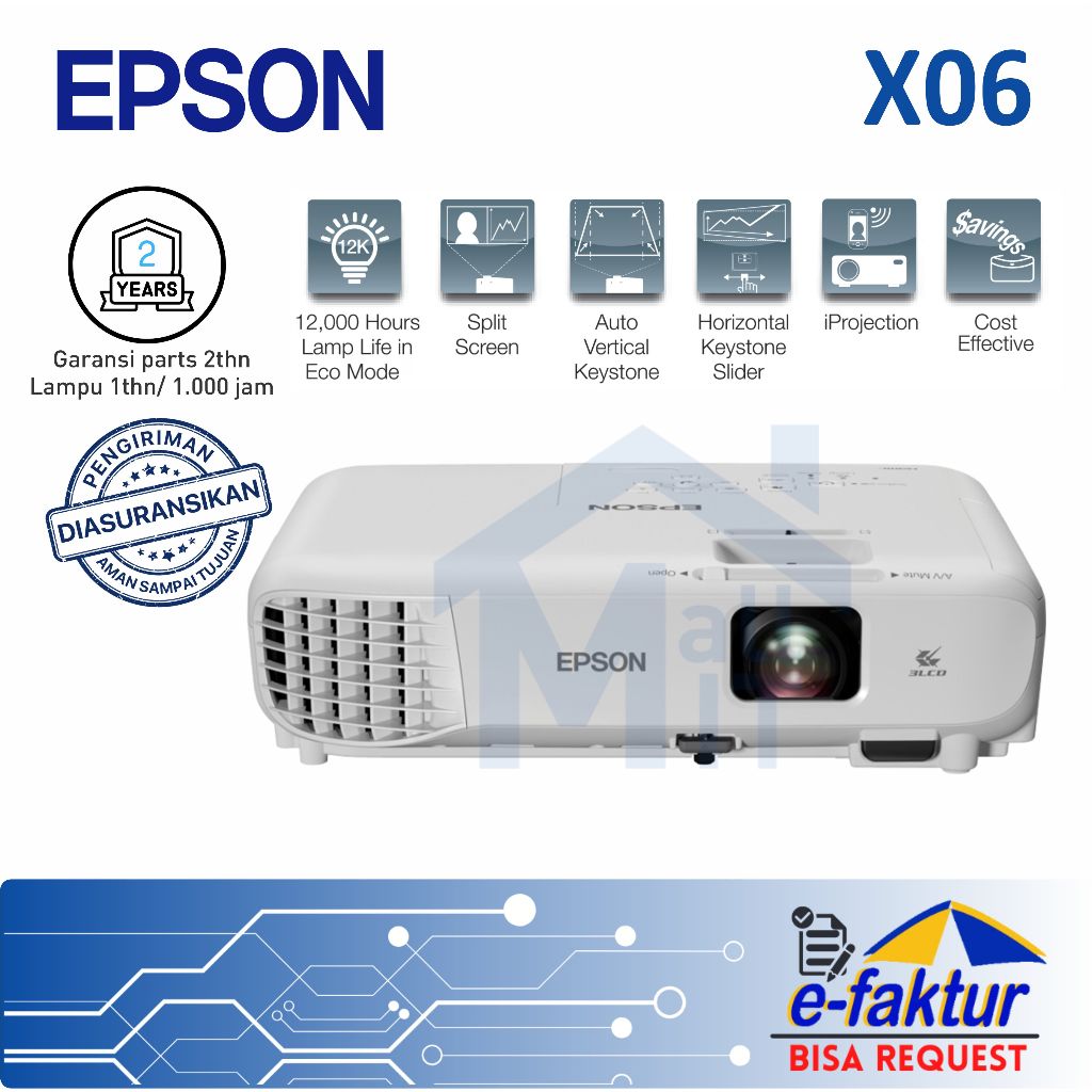 Jual MALLIT EPSON Proyektor Epson EB-X06 EBX06 EB X06 XGA Pendamping EB-X500 EB X500 Resmi Medan ...