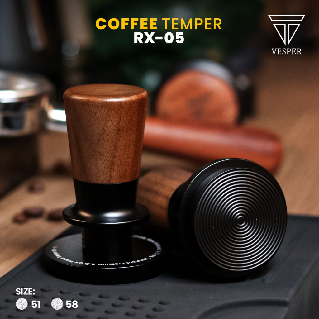Jual Vesper premium coffee tamper click RX-05 double spring walnut ...