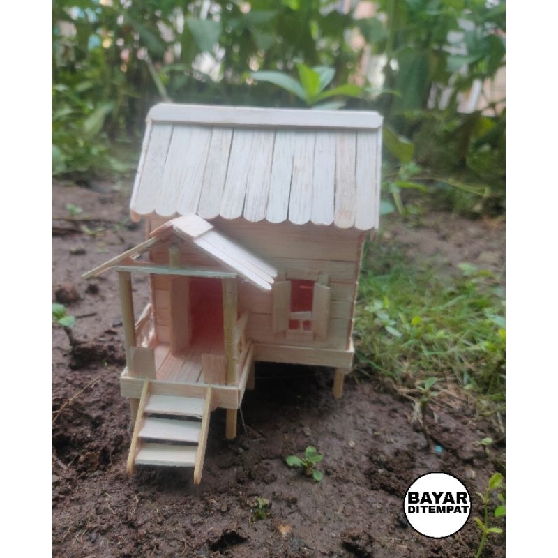 Jual miniatur rumah panggung dari stik es krim rumah Upin Ipin rumah ...