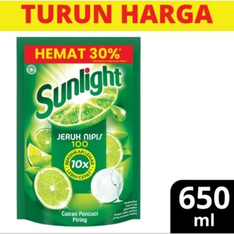 Jual SUNLIGHT Jeruk Nipis Sabun Cuci Piring [650mL/ Refill] Pouch 635ml | Shopee Indonesia