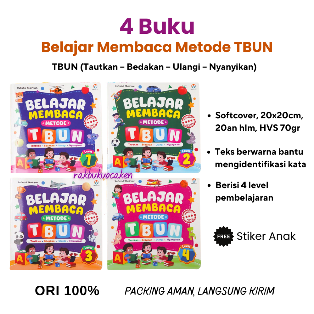 Jual (Paket Isi 4 Buku) Belajar Membaca Metode TBUN. Tautkan – Bedakan ...