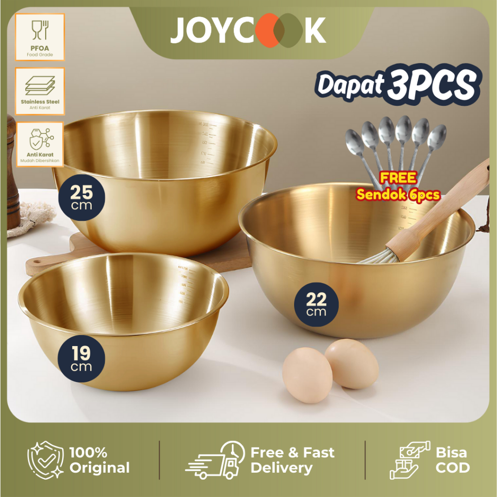 Jual [3 MANGKOK] JOYCOOK Mangkok Korea Stainless Tebal Mangkuk Sup ...