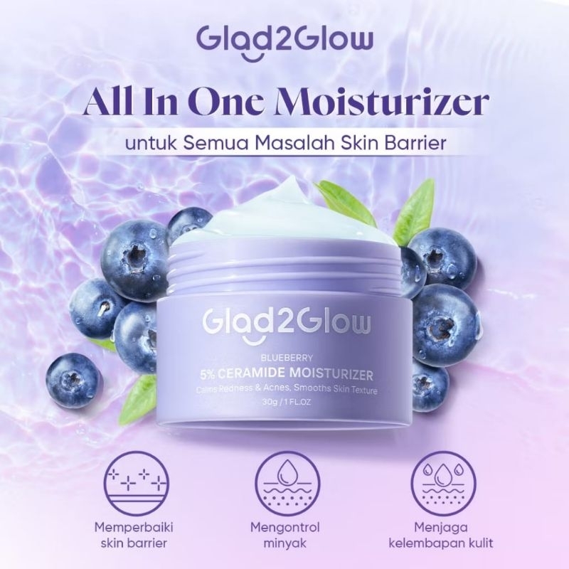 Jual GLAD2GLOW Blueberry 5% Ceramide Barrier Repair Moisturizer 30g | Shopee Indonesia
