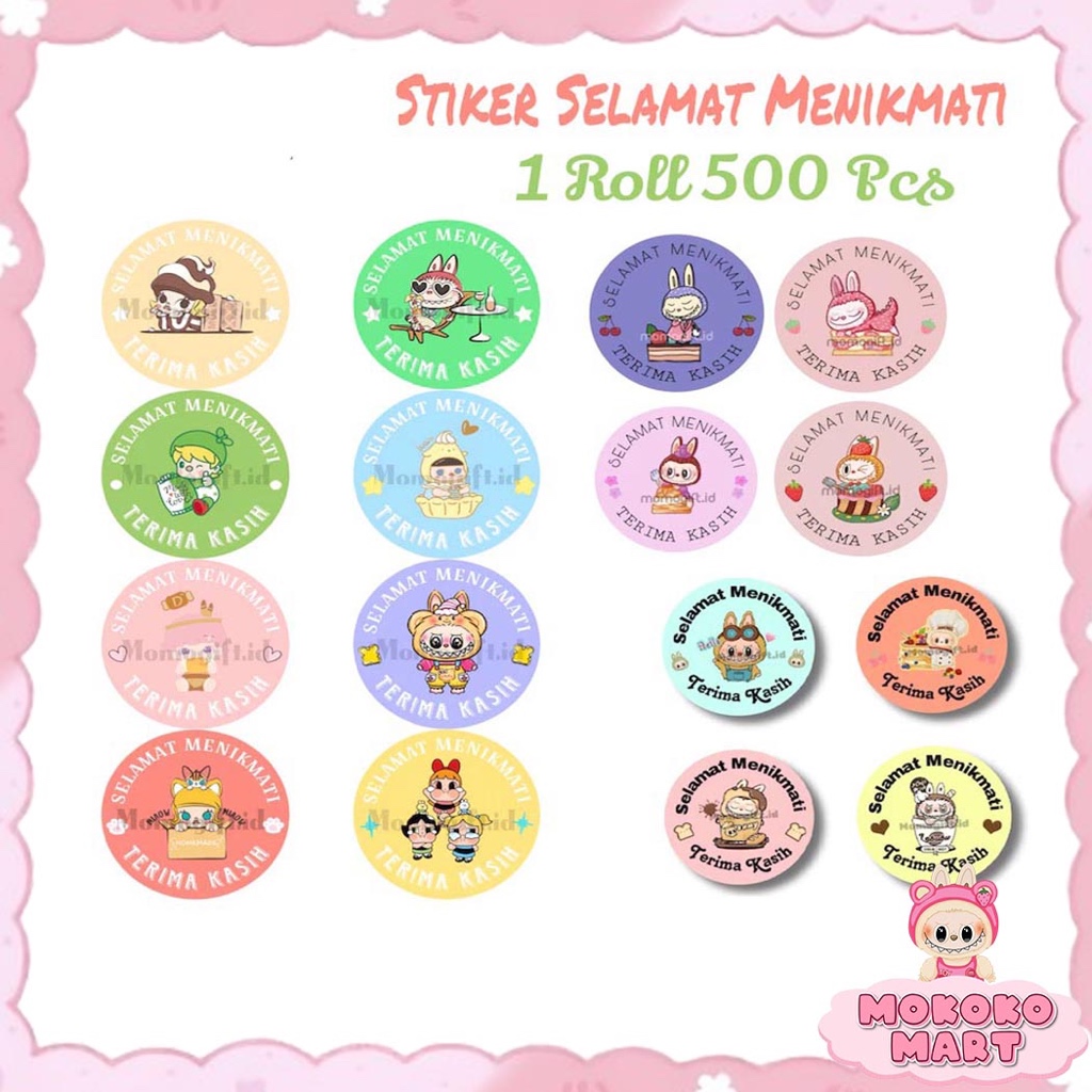 Jual MM Stiker 1 Roll Thank You Selamat Menikmati 500 Pcs Sticker Label ...