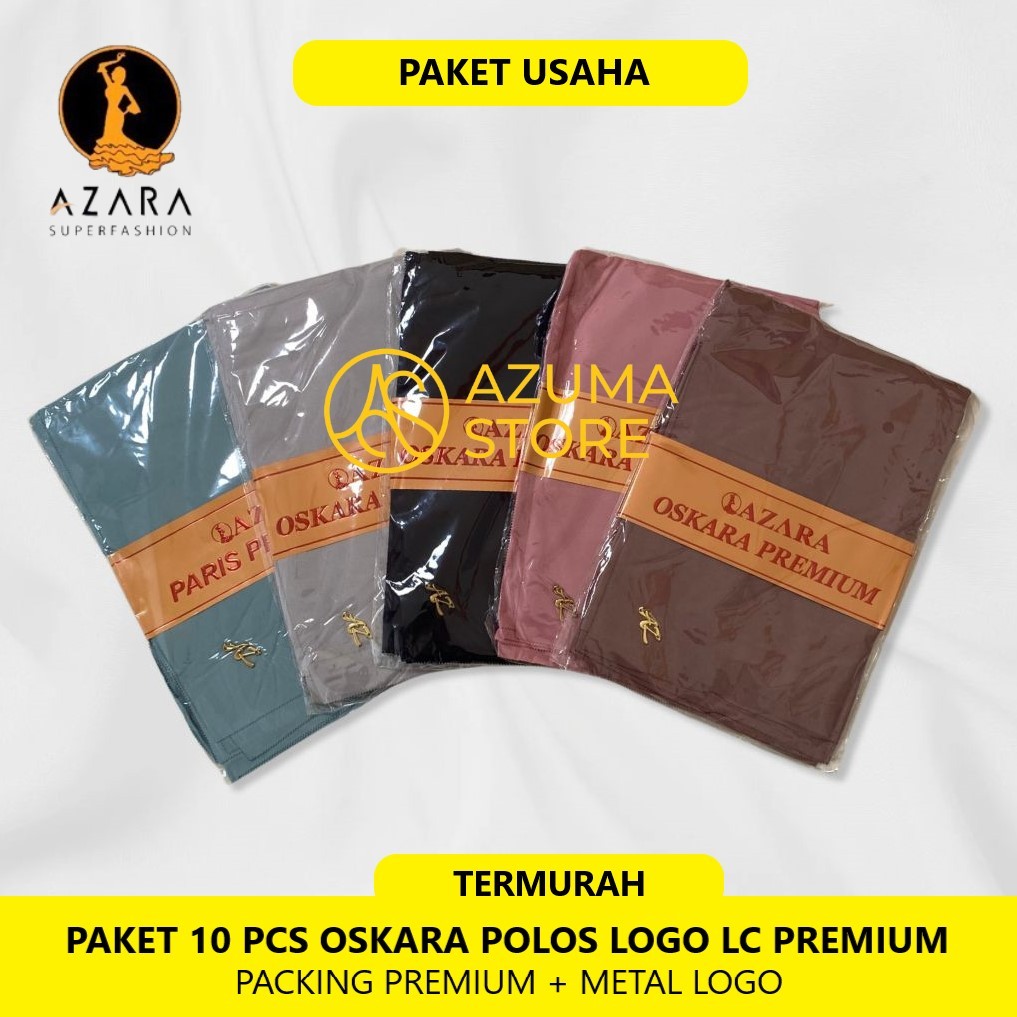 Jual 10 Pcs Hijab Segi Empat Polos Oskara Premium Polos Metal Logo ...
