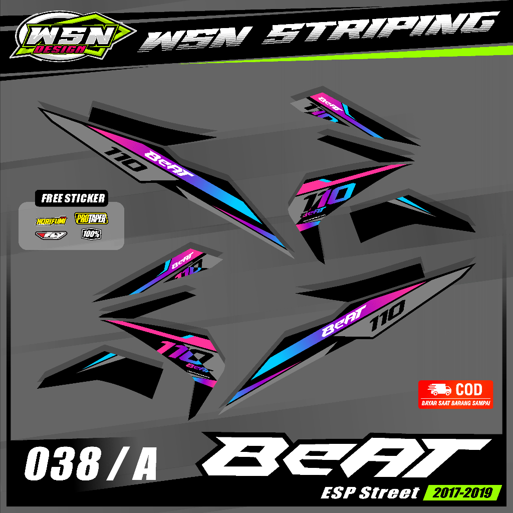 Jual STICKER STRIPING SATU SET KANAN KIRI HONDA BEAT FI ESP STREET 2017 ...
