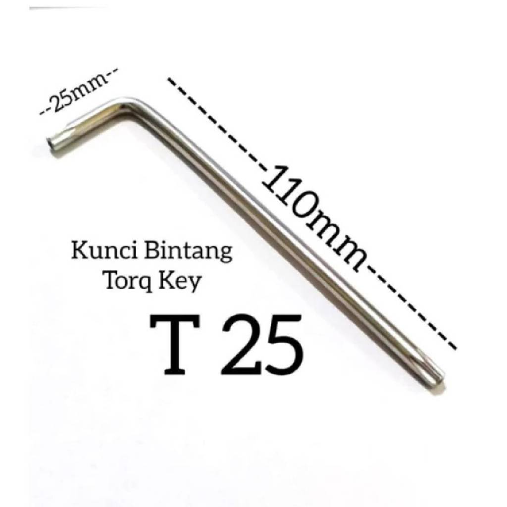 Jual TEKIRO KUNCI L BINTANG T25 T40 T50 /CR.V Kunci L Bintang Torq Key / PANJANG TP LUBANG ...