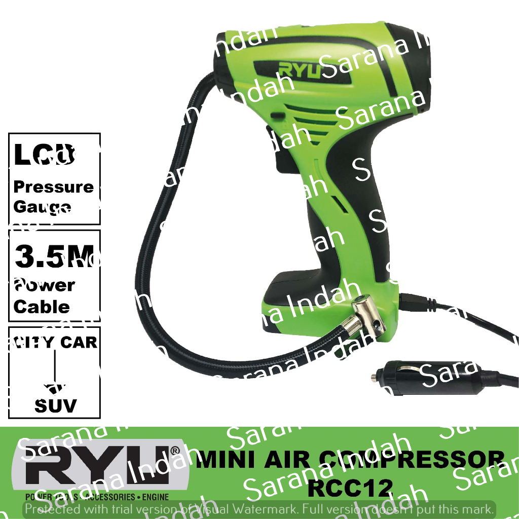 Jual Alat Pompa Isi Angin Ban Mobil RYU RCC12 Mesin Mini Air Compressor ...