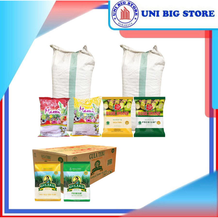 Jual GULAKU Gula Kristal Putih Merah | Kuning | Hijau 1 kg DUS / KARUNG ...