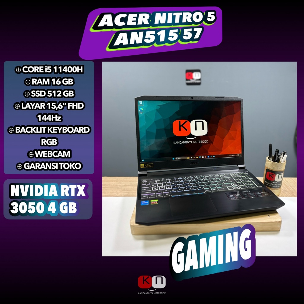 Jual Acer Nitro 5 AN515 57 Core i5 11400H RTX3050 Ram 16GB Ssd 512GB 15 ...
