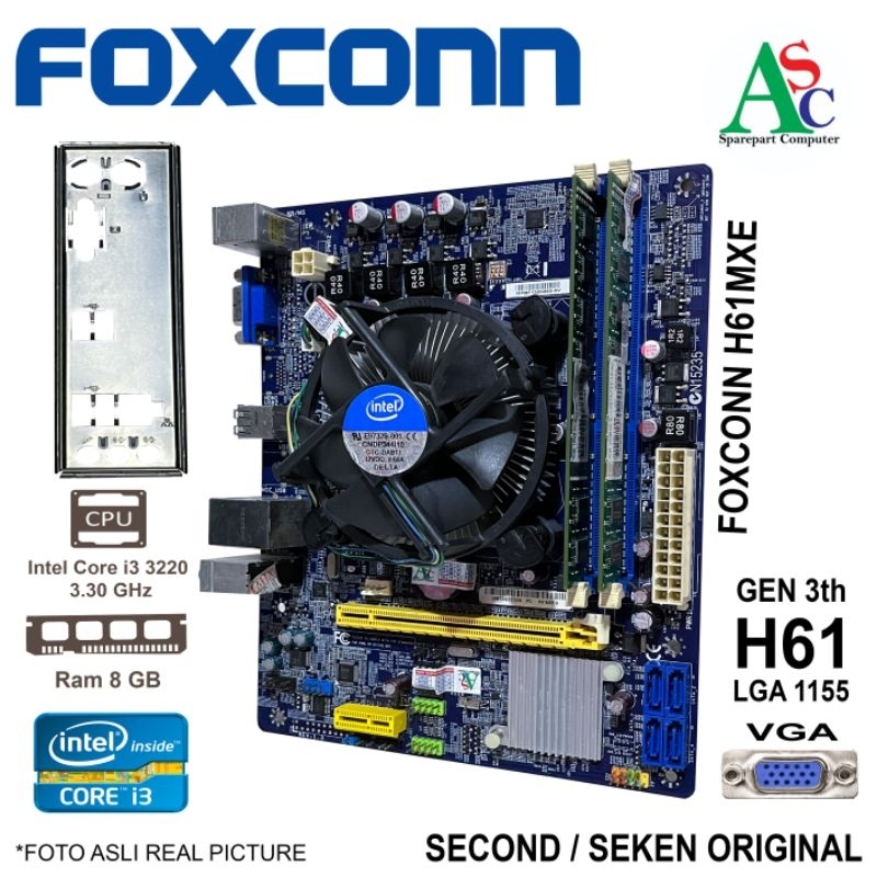 Jual Paket Mobo Foxconn Core i3 Gen 3 Ram 8 Gb Fan Intel Backpanel ...