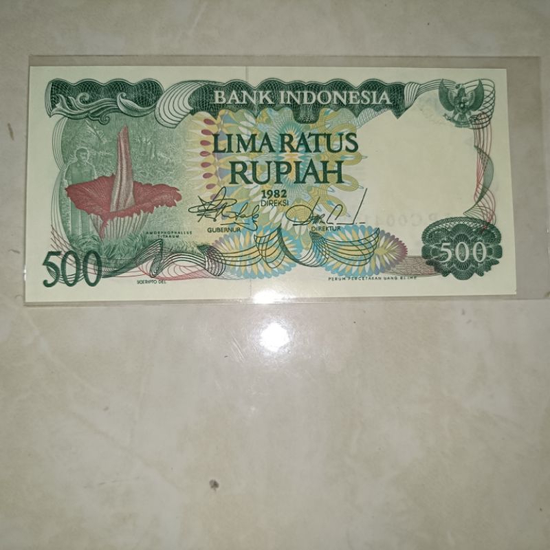 Jual uang 500 / lima ratus rupiah bunga bangkai tahun 1982 asli unc ...