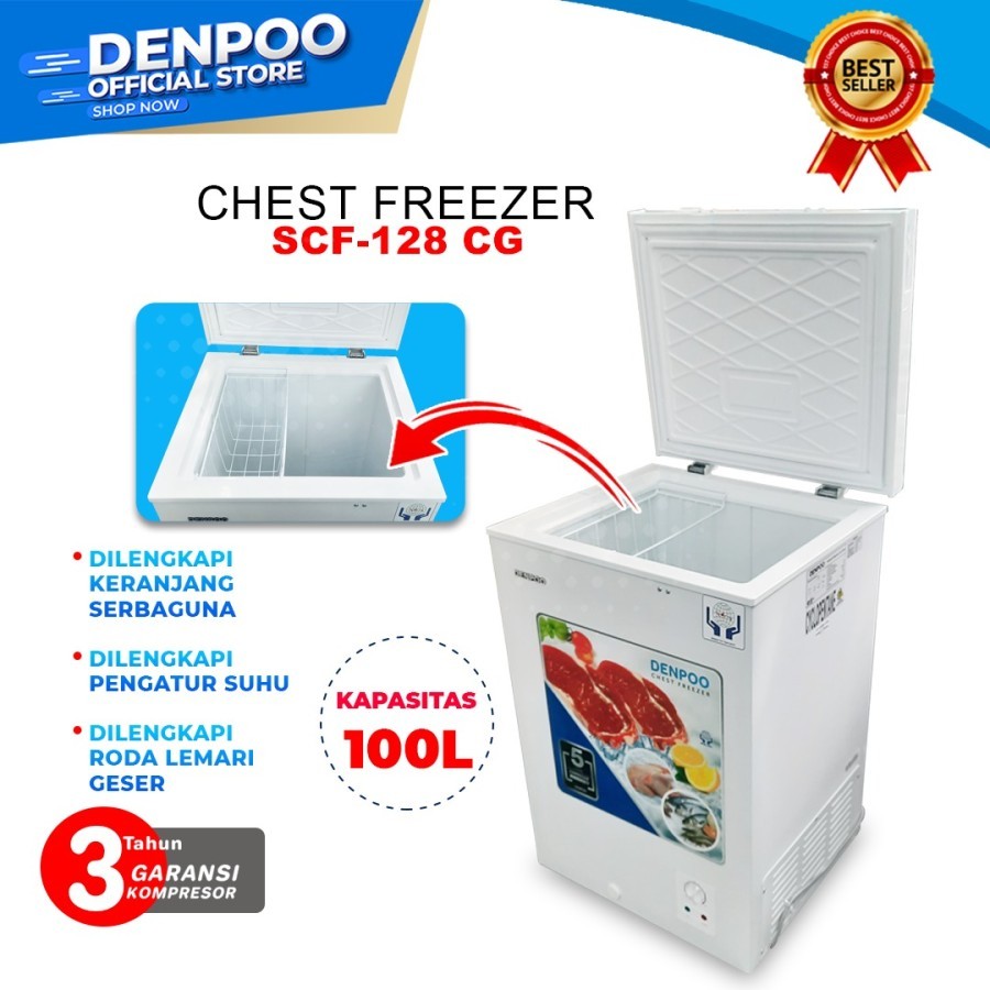 Jual CHEST FREEZER DENPOO SCF 128CG - 116 LITER - SCF-128CG | Shopee ...
