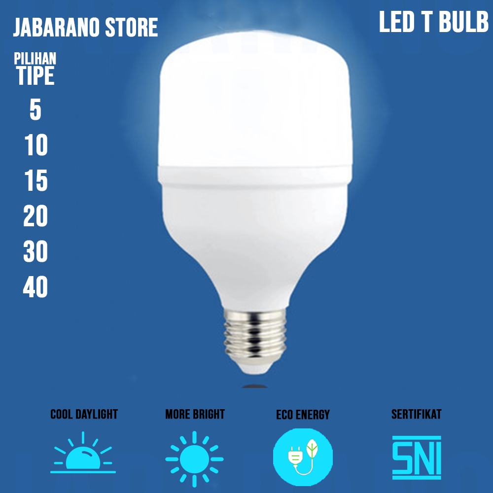 Jual Lampu Led Bohlam Putih Terang Hemat Energi Tabung Jumbo 5 10 15 20 30 40 50 60 Watt ...
