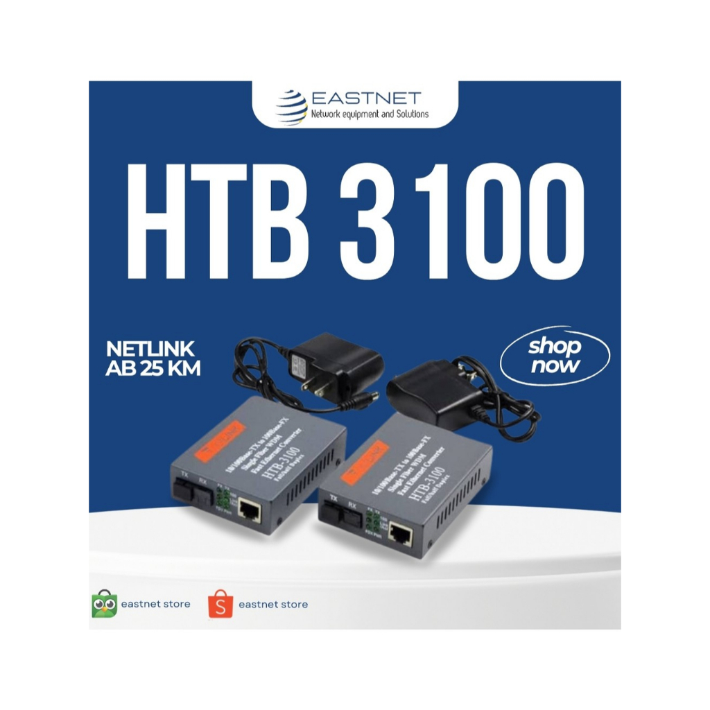 Jual netlink htb 3100 ab 25 km fiber optic media converter - A | Shopee ...