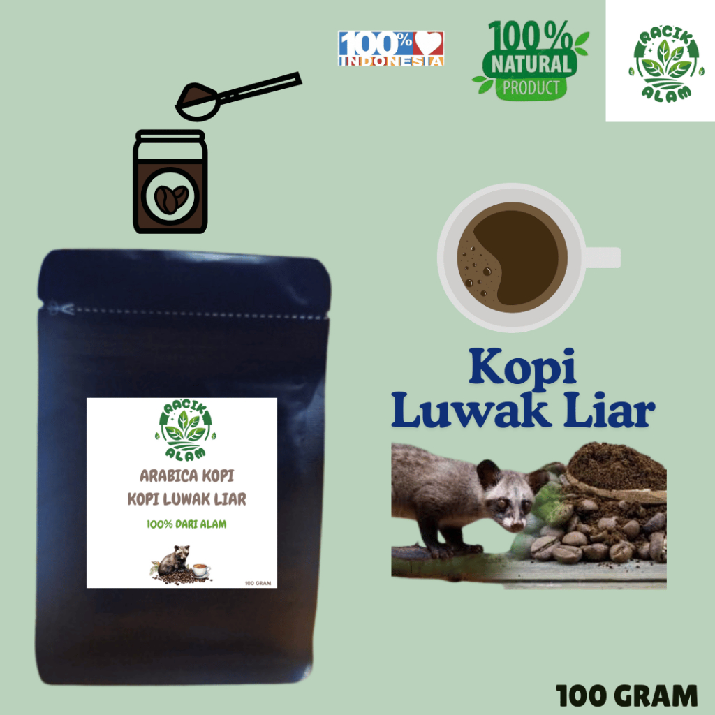 Jual Kopi Luwak Liar - 100% Berasal Dari Luwak Liar - Siap Seduh - 100 Gram | Shopee Indonesia