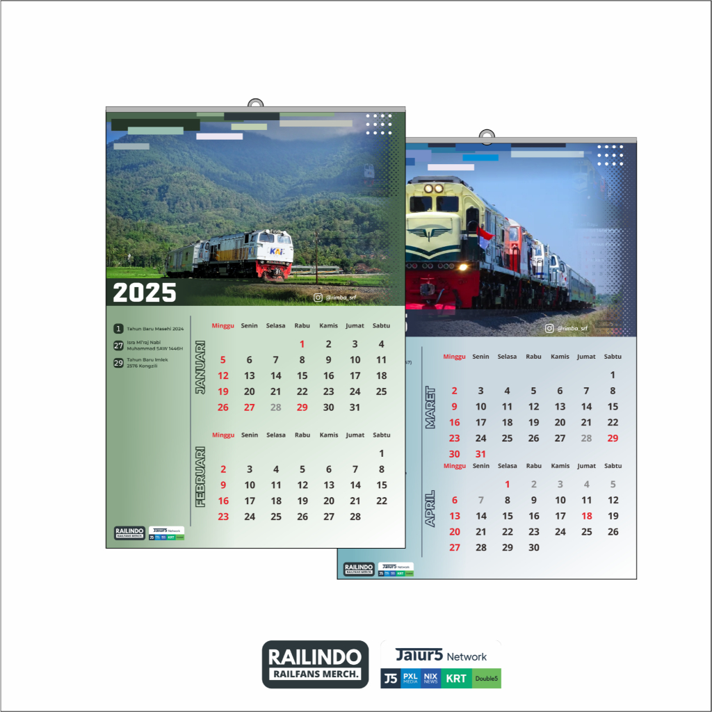 Jual Railindo x Jalur5 | Kalender 2025 dinding - Tema Kereta Api ...